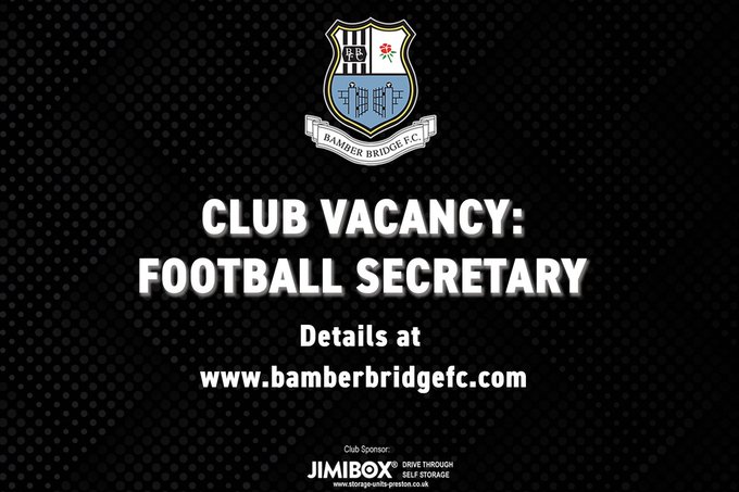 VACANCY - Football Secretary - Bamber Bridge FC